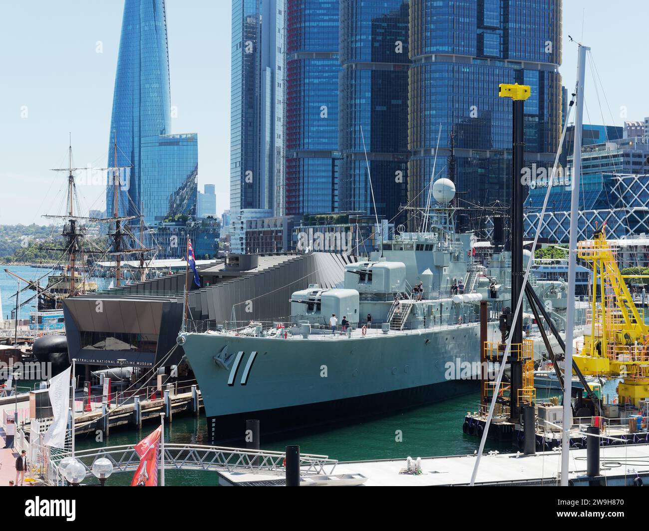 View of the destroyer HMAS Vampire on display at the wharves outside ...