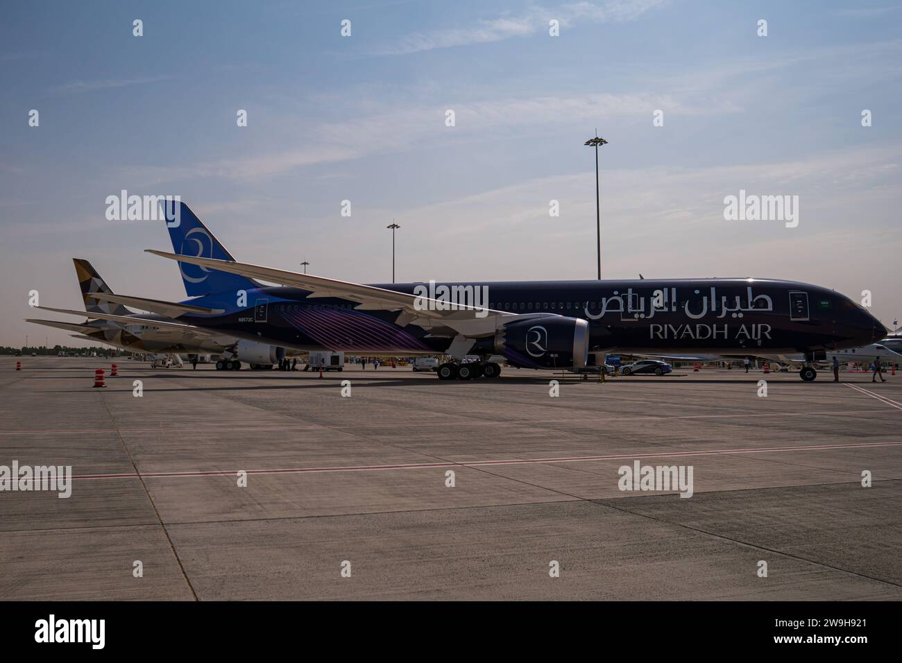 A Boeing 787-9 from Riyadh Airlines with the new livery on display on ...