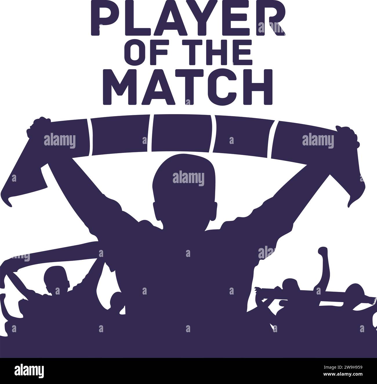 Raise the fan hand holding the scarf. Silhouette of crowd of people ...