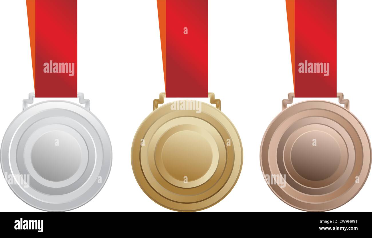 Vector illustration, Set of championship medals, silver, gold and ...