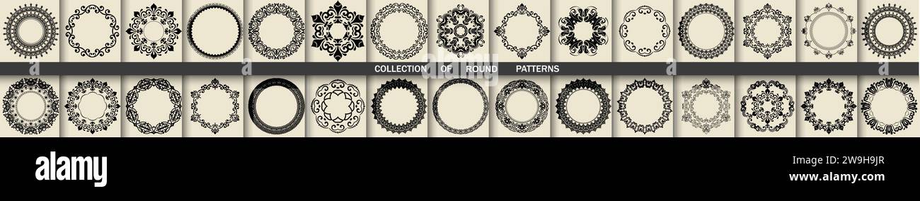 Vintage set of vector round elements. Different elements for design ...