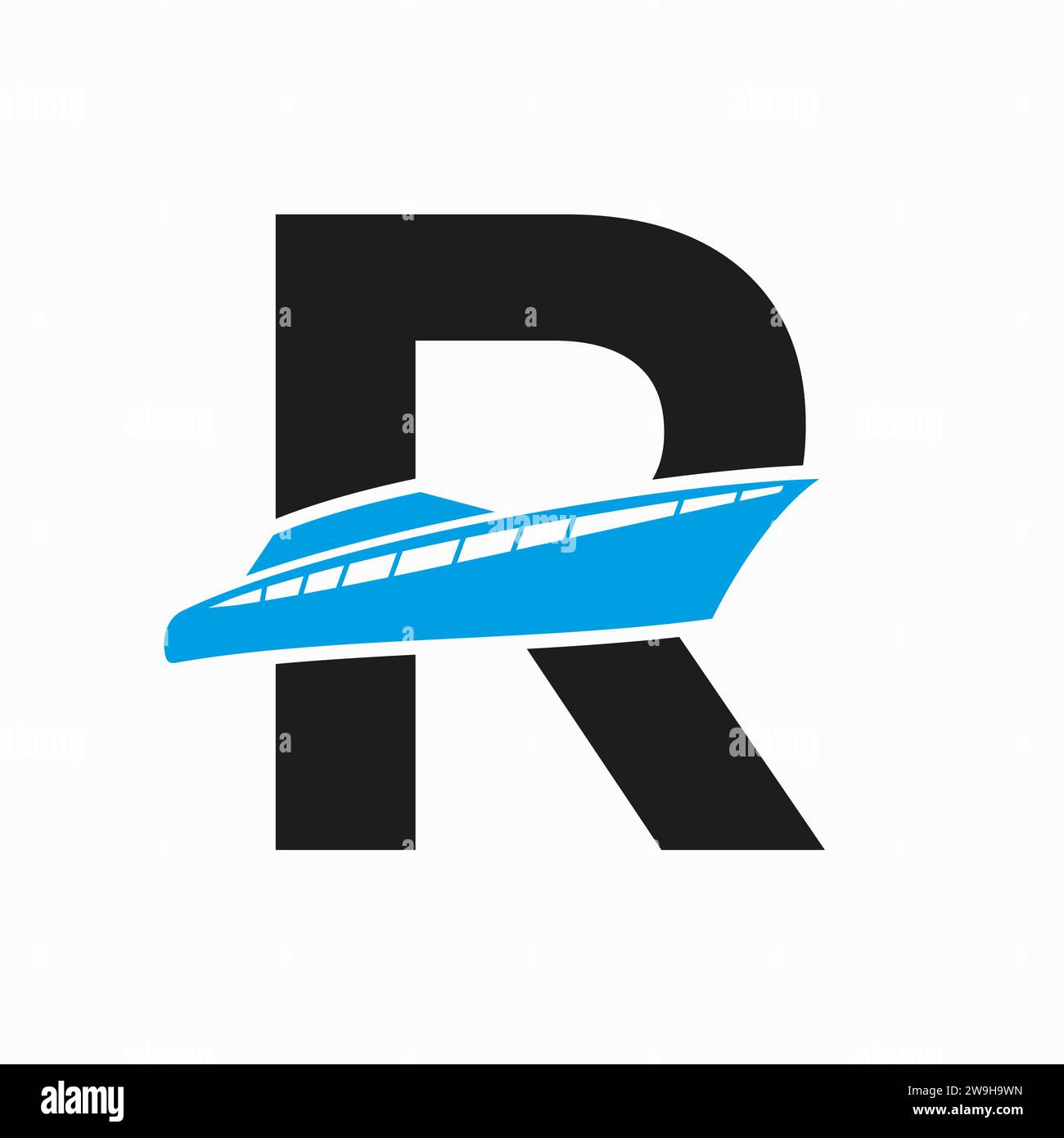 Boat Logo With R Letter. Ship Icon, Yacht Logo Symbol Stock Vector ...