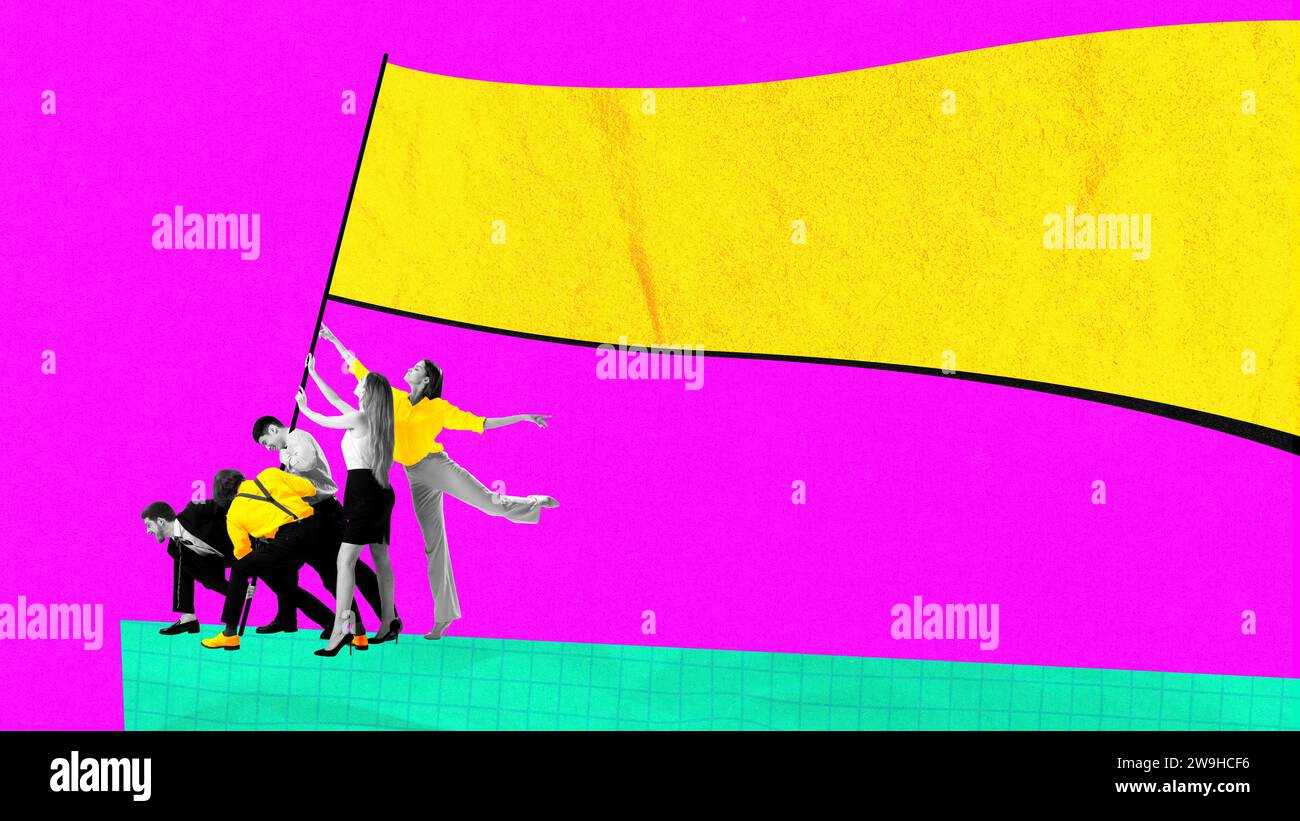 New professional achievements. Group of motivated employees, colleagues ...