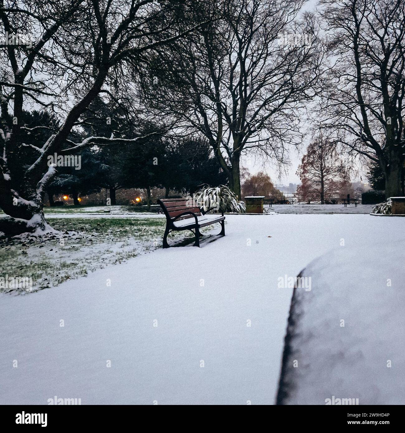 First snow, England Burton on Trent, Park Staphenhill Stock Photo - Alamy