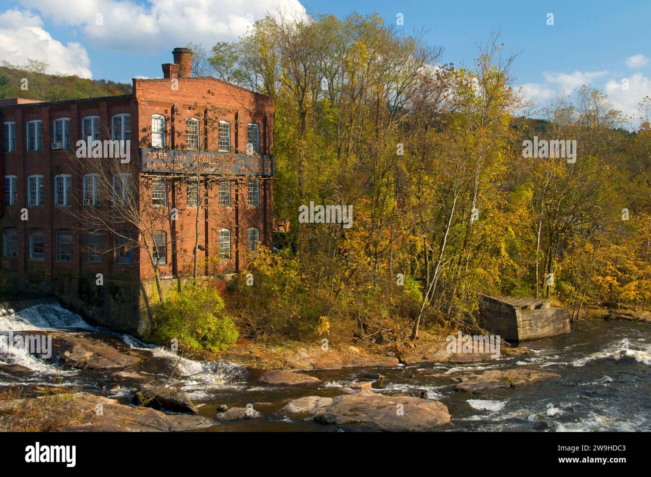 Historic Collins Company factory along Farmington River, Collinsville ...