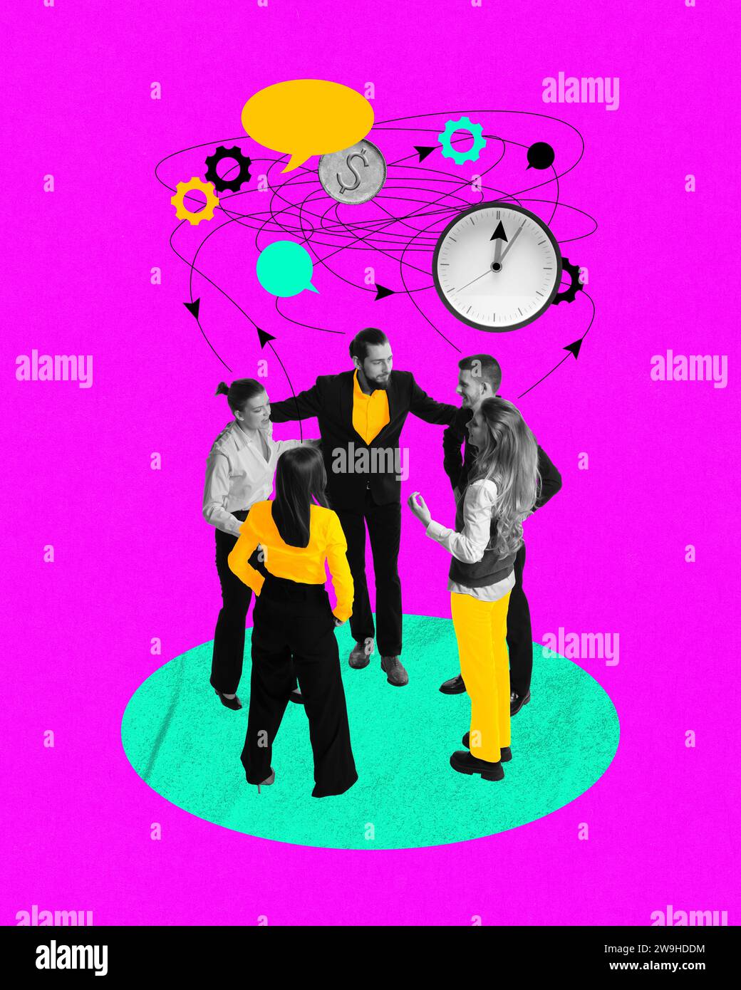 Brainstorming, cooperation, time management and deadlines. People ...