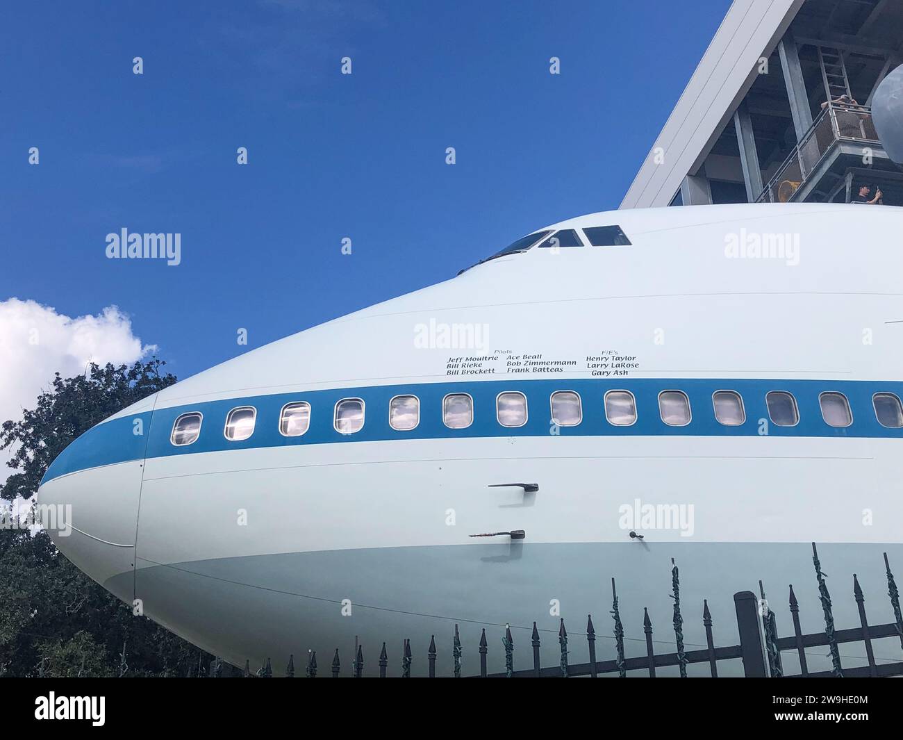 Houston, USA - October 21, 2023: Boeing 747-123 with names of space ...