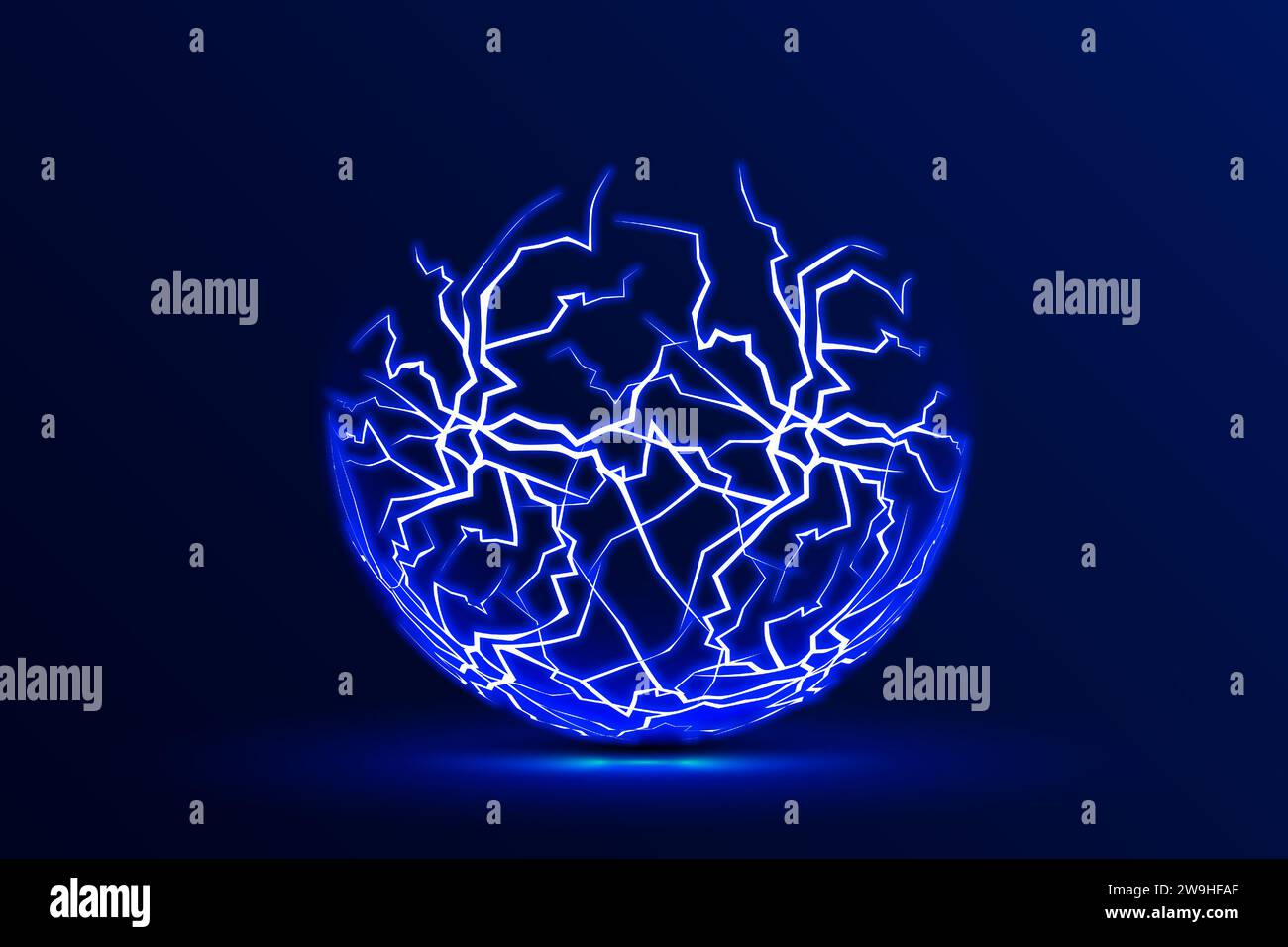 Thunderbolt electricity lightning effect. Round electric shock. Power ...