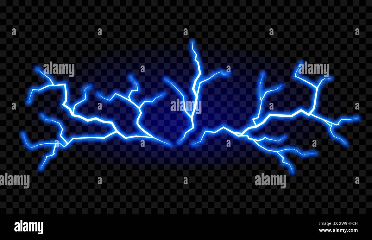 Blue electric lighting effect. Powerful storm electrical discharge ...