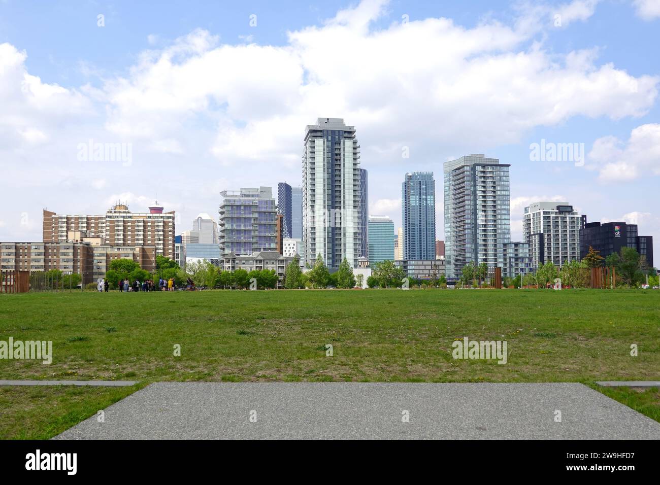 Green space at East Village, Calgary, Alberta, Canada Stock Photo - Alamy