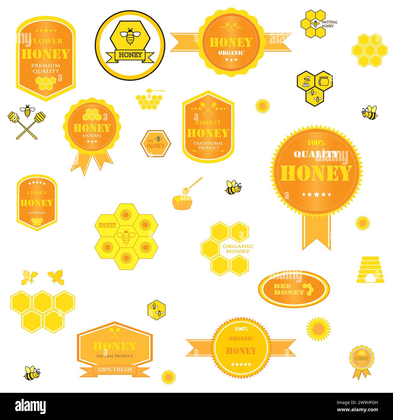 Premium colorful set of honey labels Stock Vector Image & Art - Alamy