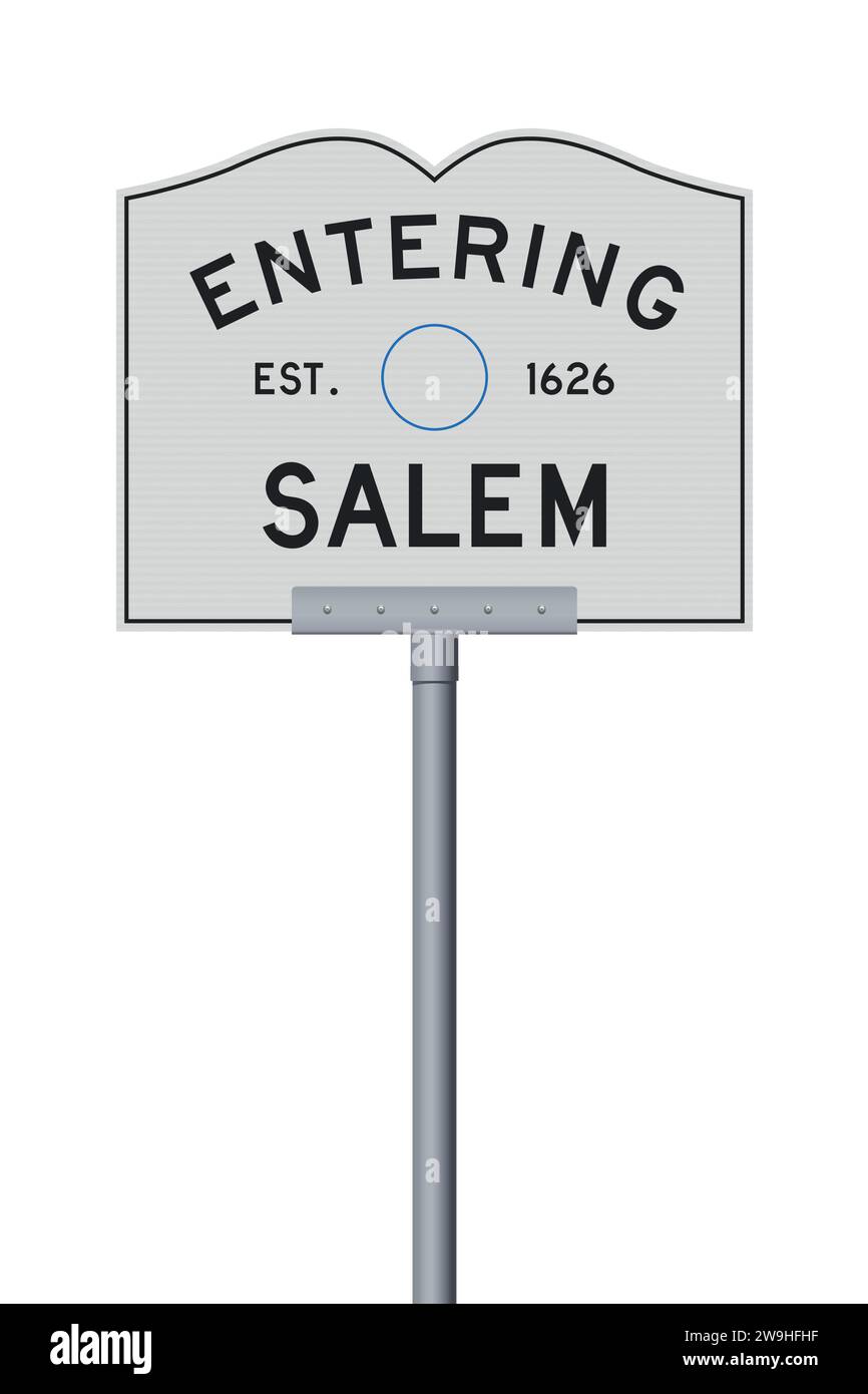 Vector illustration of the entering Salem (Massachusetts) city road ...