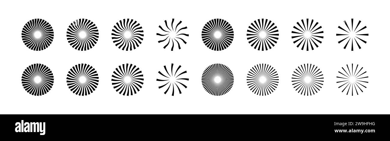 Starburst stripe round set. Ray lines emanate from the center of the ...