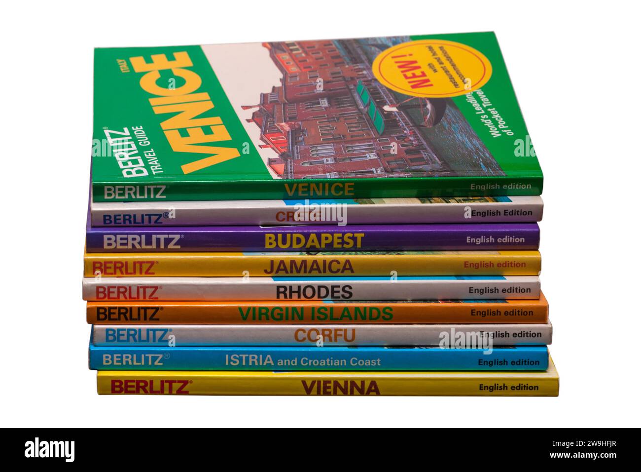 pile of Berlitz Travel Guide books isolated on white background Stock ...