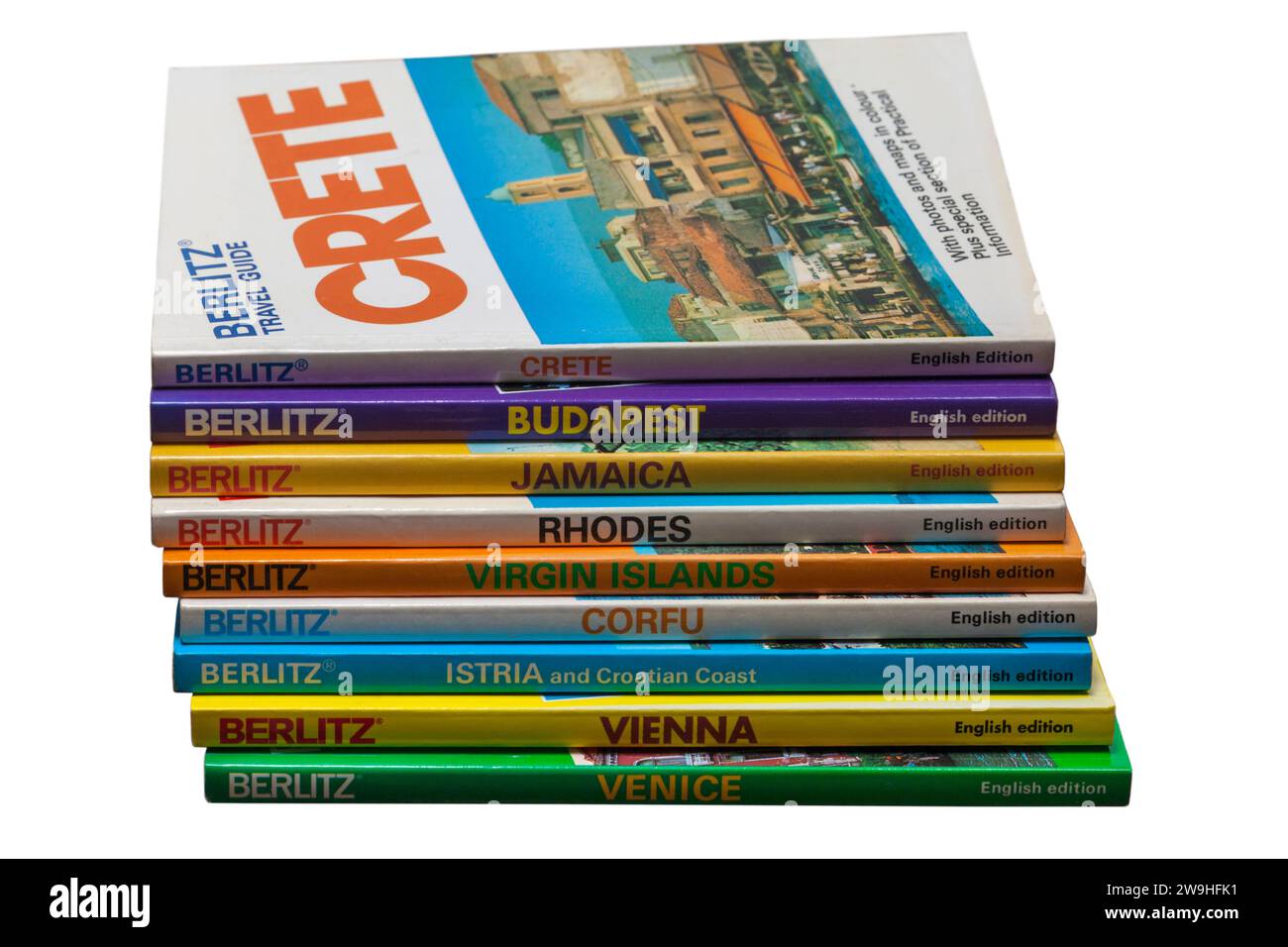 pile of Berlitz Travel Guide books isolated on white background Stock ...