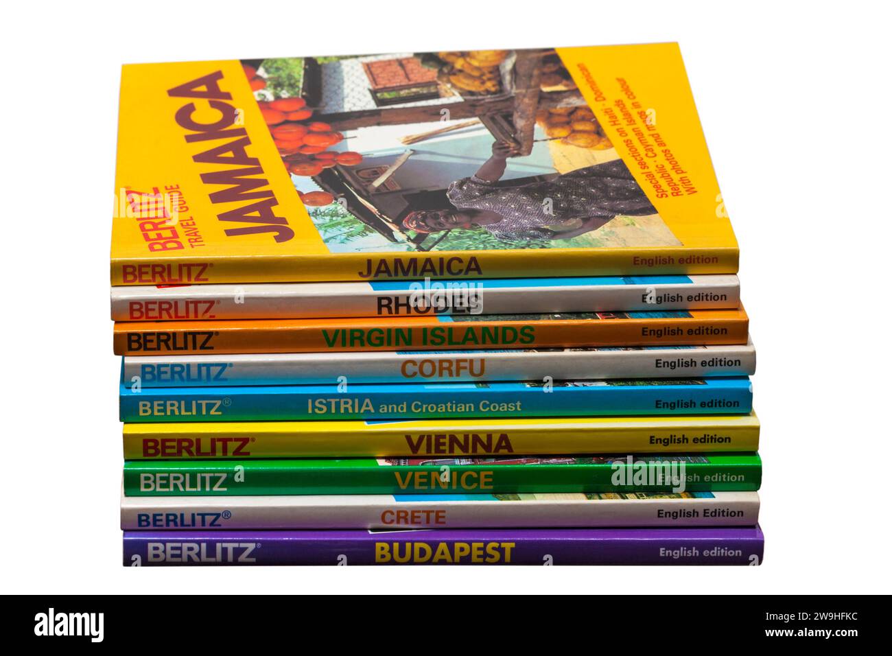 pile of Berlitz Travel Guide books isolated on white background Stock ...