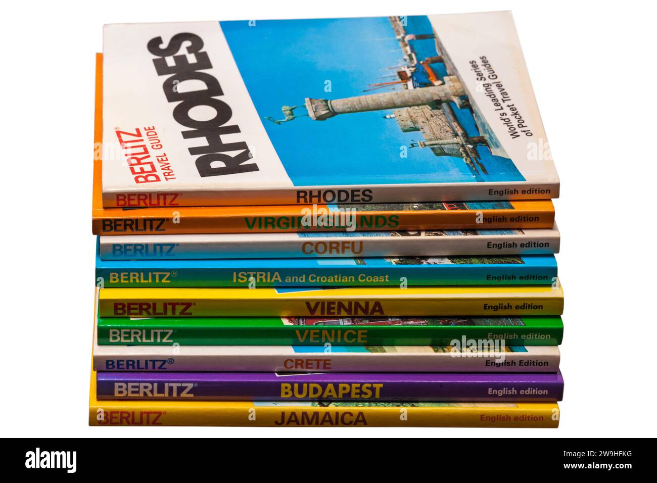 pile of Berlitz Travel Guide books isolated on white background Stock ...
