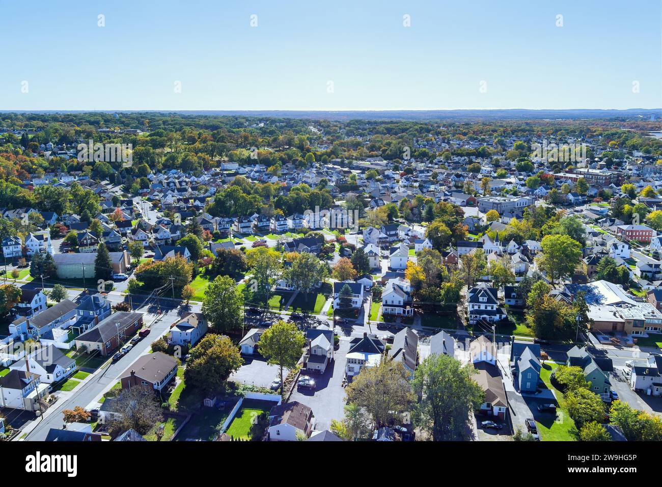 New Jersey residential area with small rural American town in landscape ...
