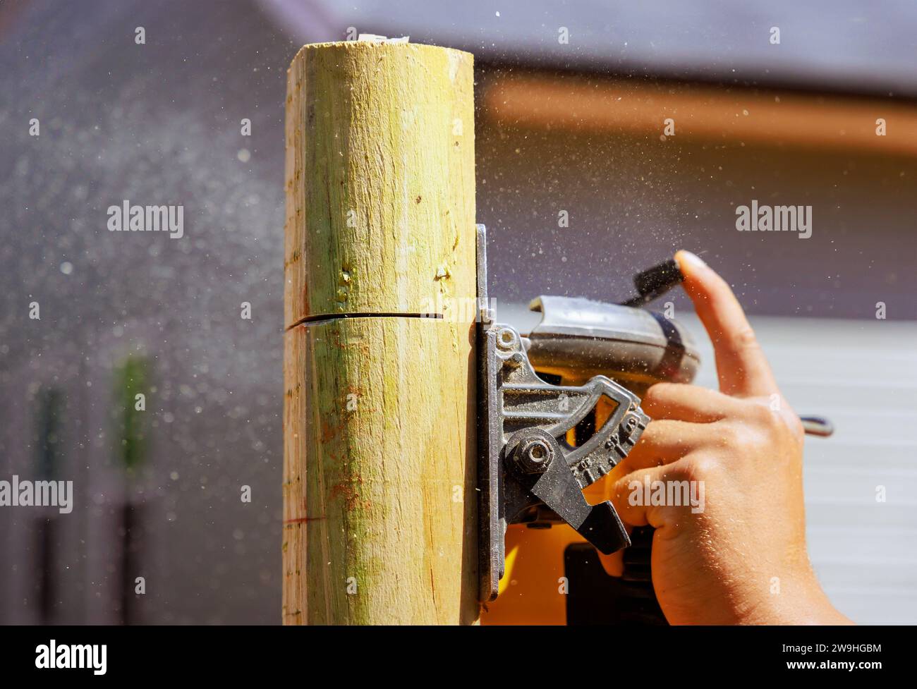Fence post sawing hi-res stock photography and images - Alamy