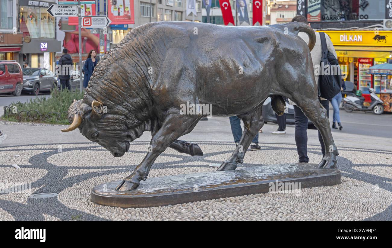 Istanbul, Turkey - October 19, 2023: Bronze Statue of Big Bull Animal ...