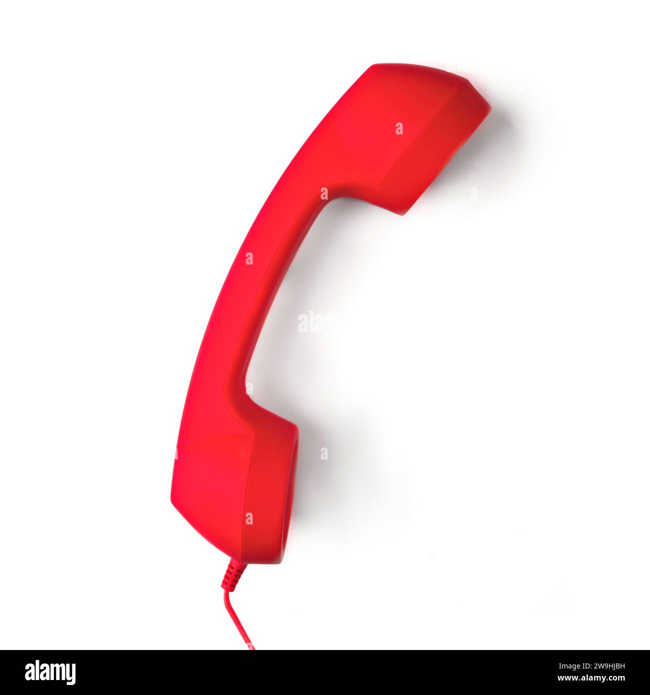 Red handset of a vintage phone isolated on white background. Square ...