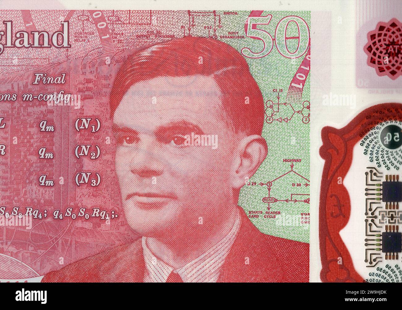 Close up of a fifty pound note from the United Kingdom featuring a ...