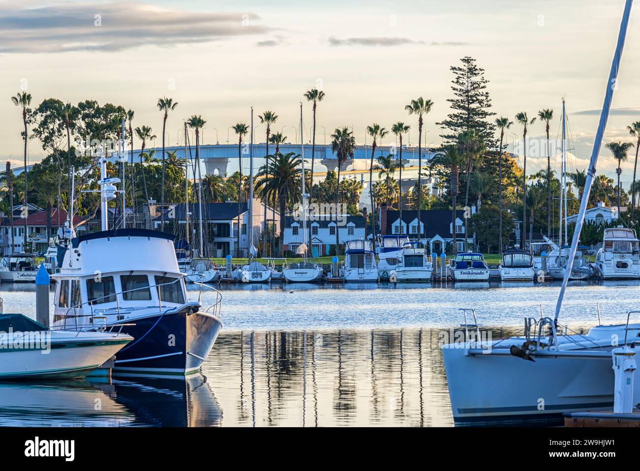Boats moored at Glorietta Bay in Coronado, California, USA Stock Photo ...