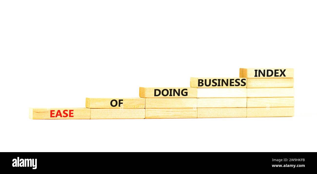 Ease of doing business index symbol. Concept words Ease of doing business index on wooden blocks ...