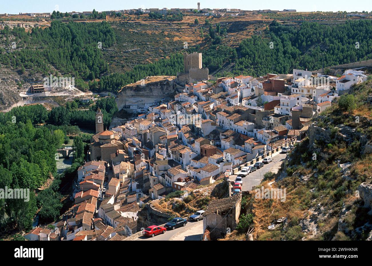 Alcala del Jucar (Conjunto Historico-Artistico) on a meander of the ...