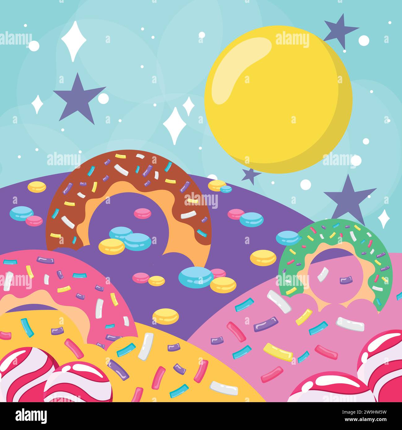 Colored candy land landscape view Vector Stock Vector Image & Art - Alamy