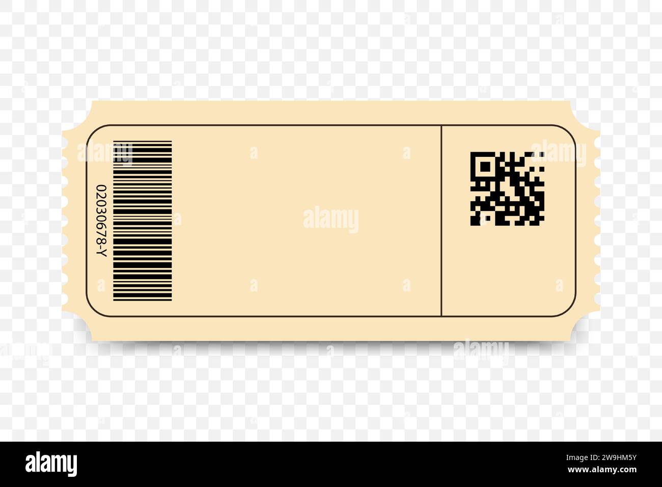 Realistic retro ticket with shadow. Coupon entry mockup isolated on ...