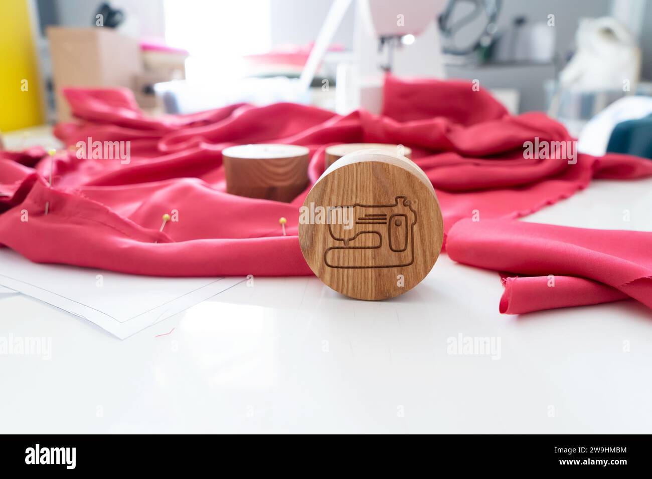 Sewing background with unfinished dress Stock Photo - Alamy