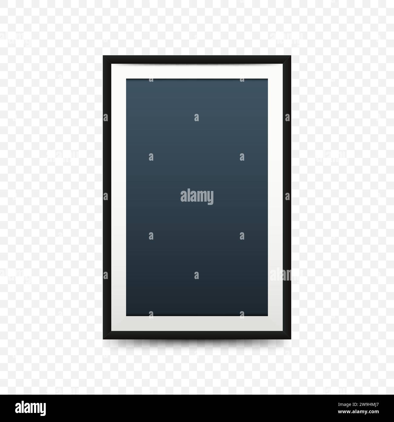 Realistic dark frame with shadow on a transparent background, for your ...