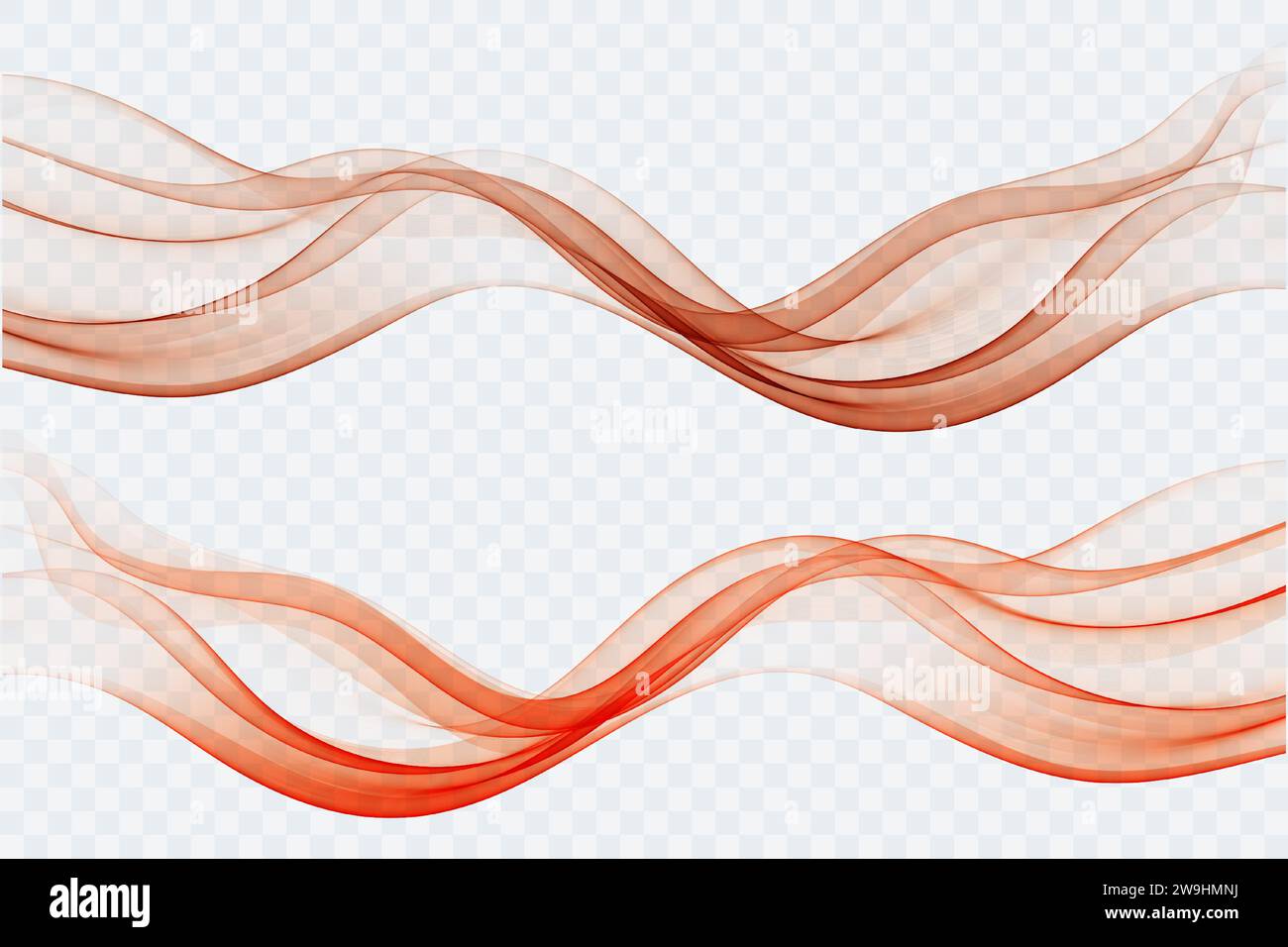 Wave set of abstract colored smoke waves peach color, transparent wavy ...