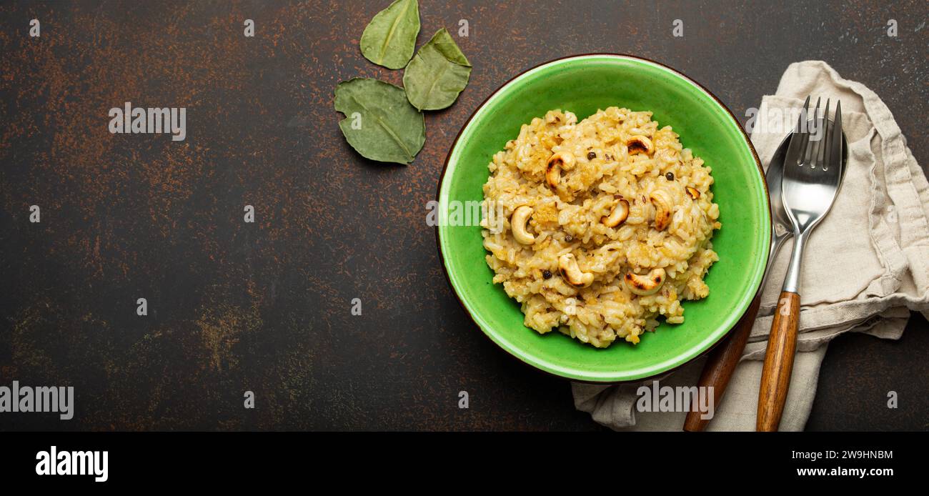 Ven Pongal (Khara Pongal), traditional Indian savoury rice dish made ...
