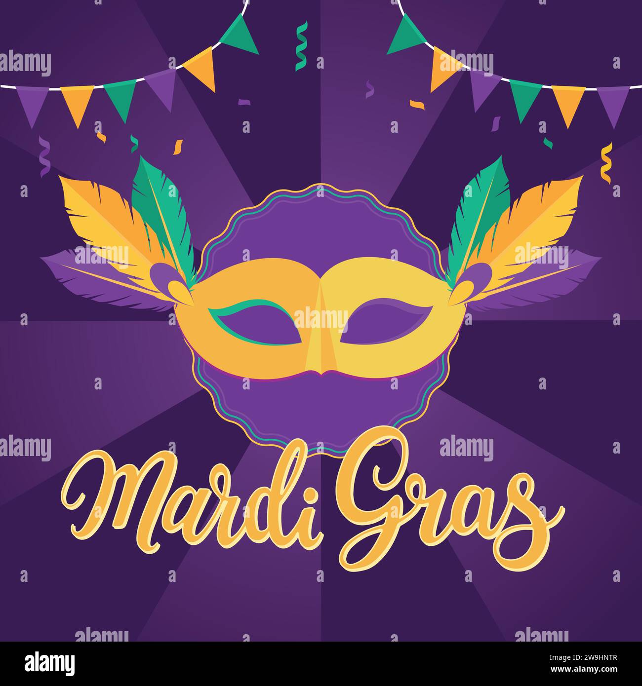 Purple mardi gras poster mask with feathers Vector Stock Vector Image ...