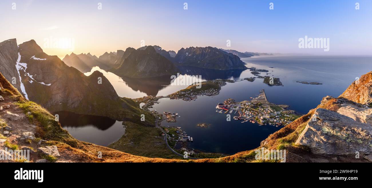 As the midnight sun graces the sky, a wide-angle super panorama from ...