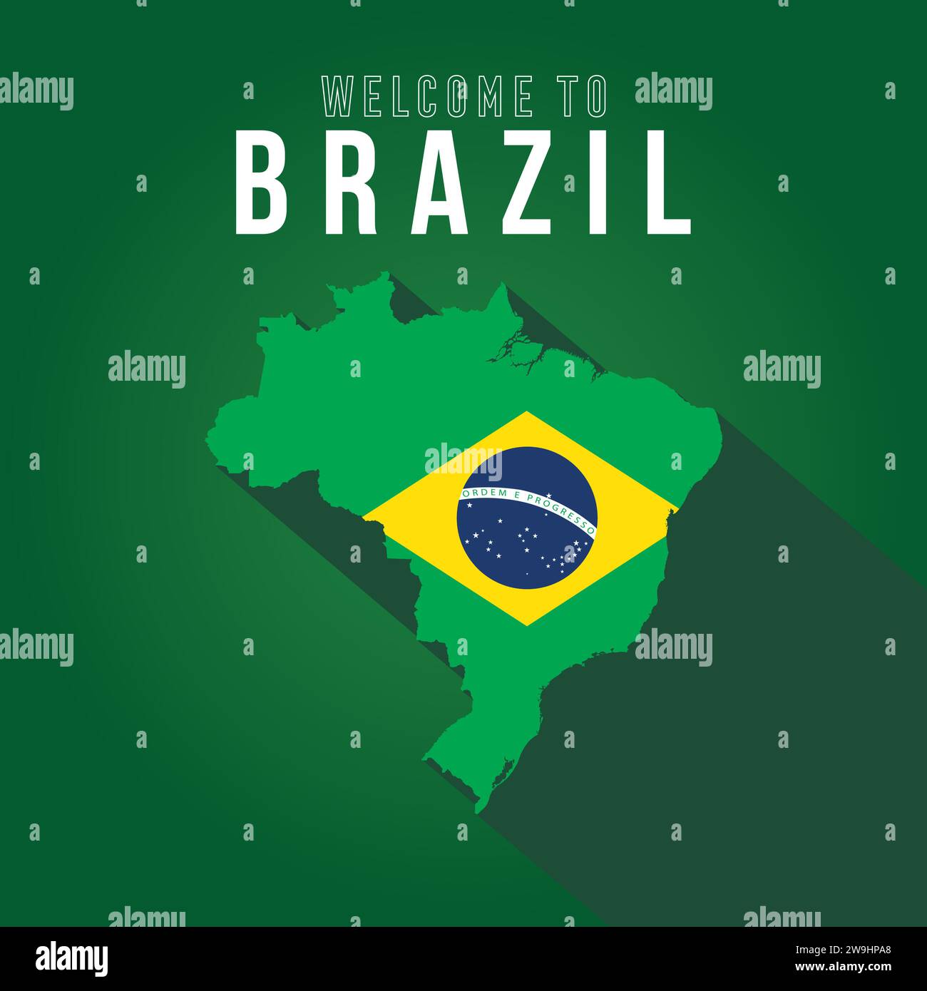 Brazil country poster Flag of Brazil on a map Vector Stock Vector Image ...