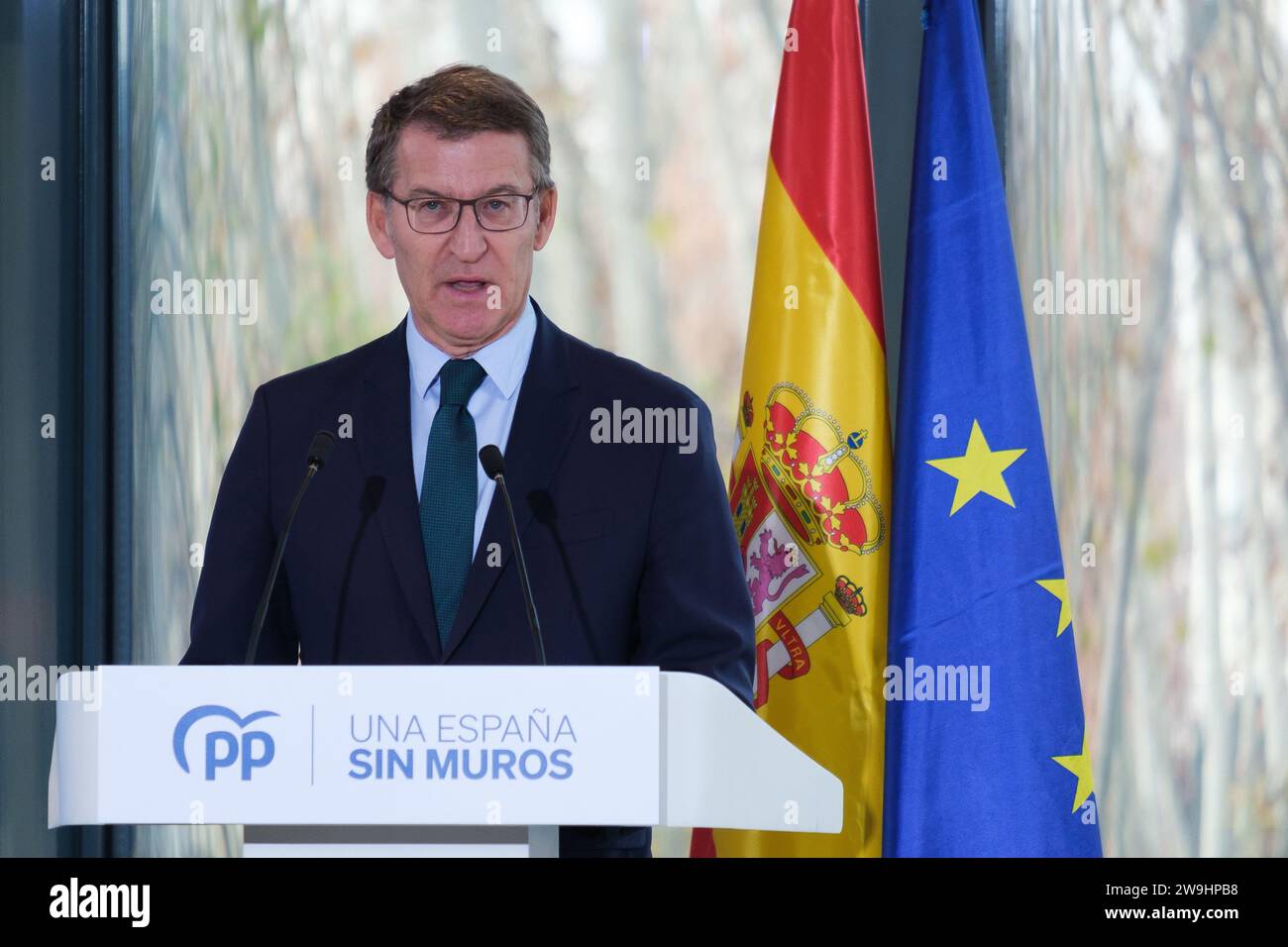 The president of the Partido Popular, Alberto Nunez Feijoo, during a ...