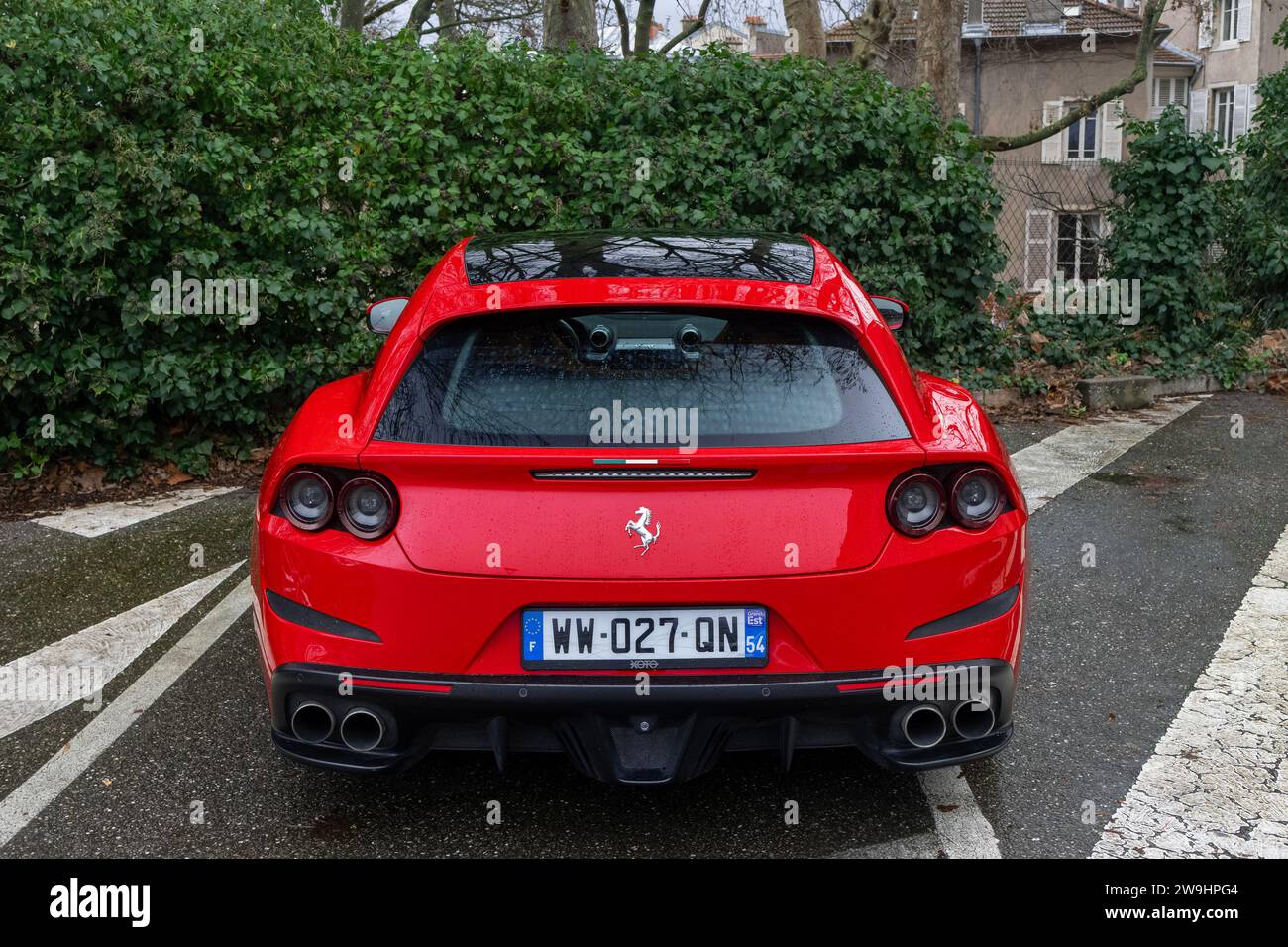 Nancy, France - Red Ferrari GTC4Lusso parked in a parking lot Stock ...