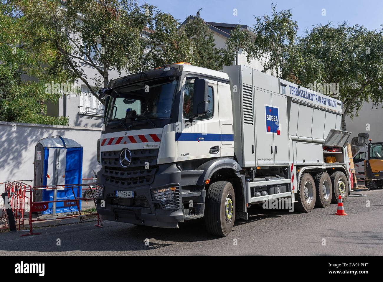 Nancy, France - White suction excavator truck Mercedes-Benz Arocs 3251 ...