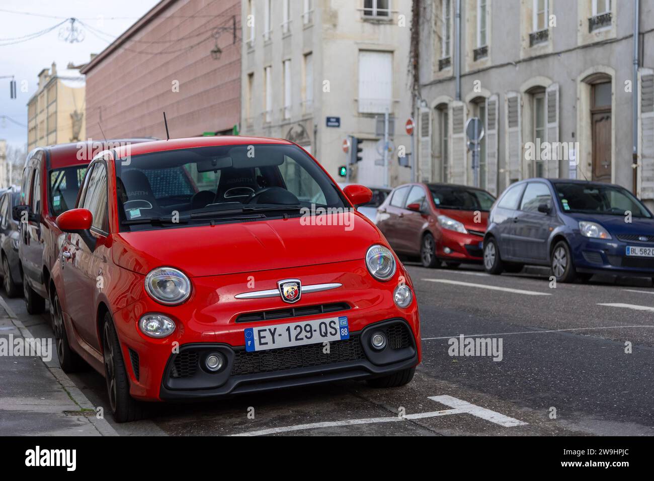 Nancy, France - Red Abarth 595 parked on the street Stock Photo - Alamy