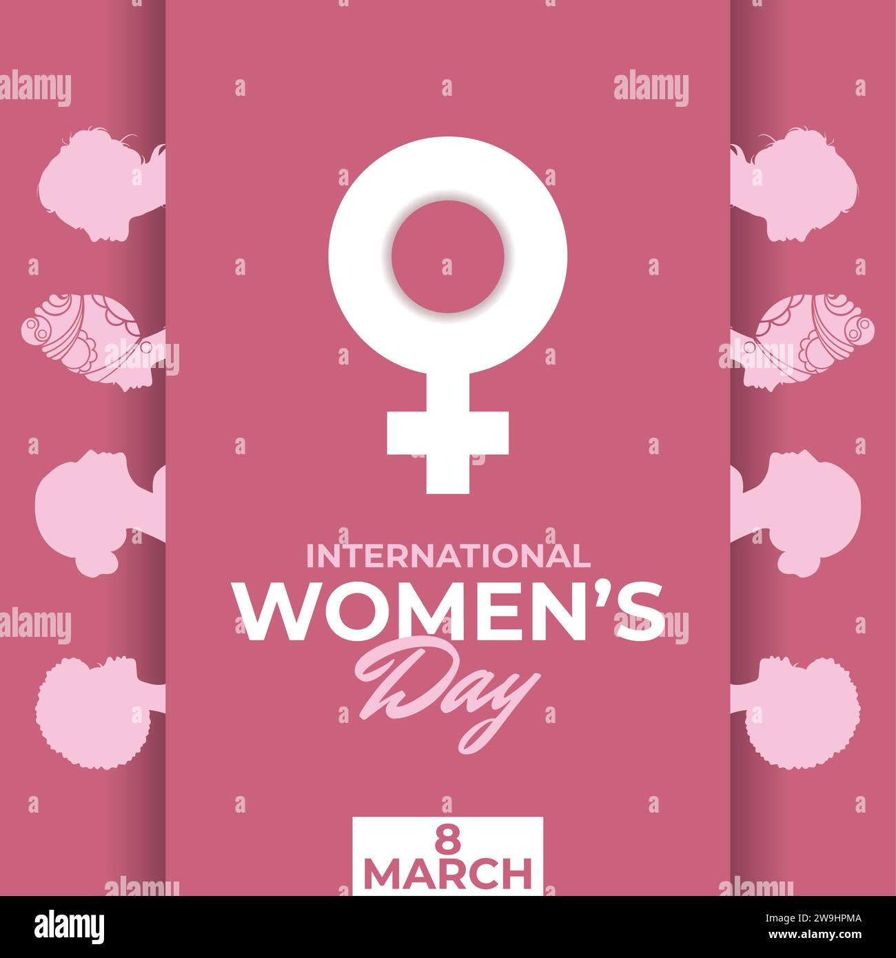 Women day card with gender symbol female and women silhouette Vector ...