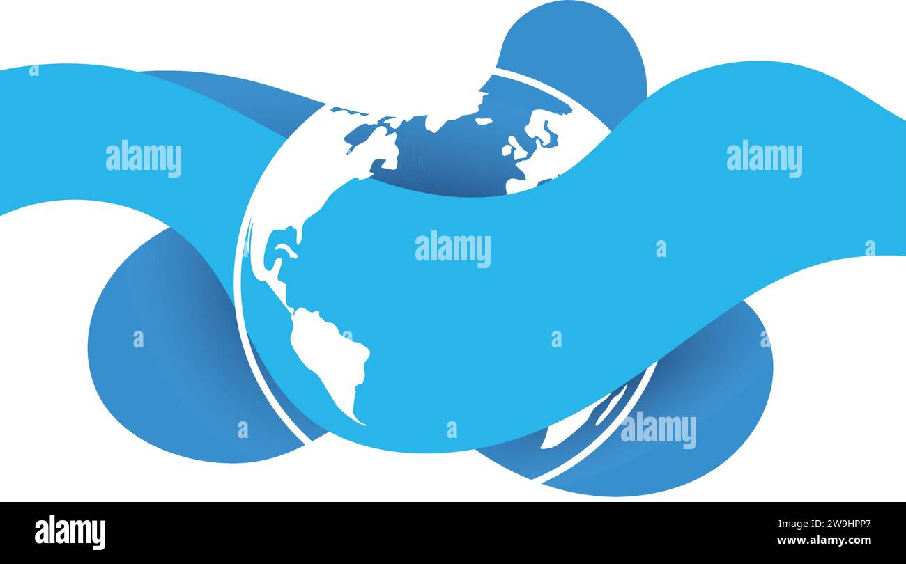 Isolated earth globe with blue waves Vector Stock Vector Image & Art ...