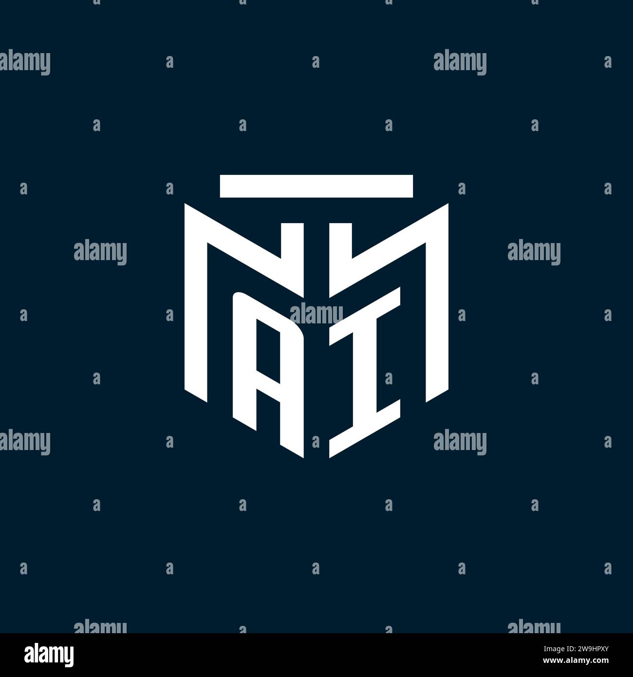 AI monogram initial logo with abstract geometric style design ...