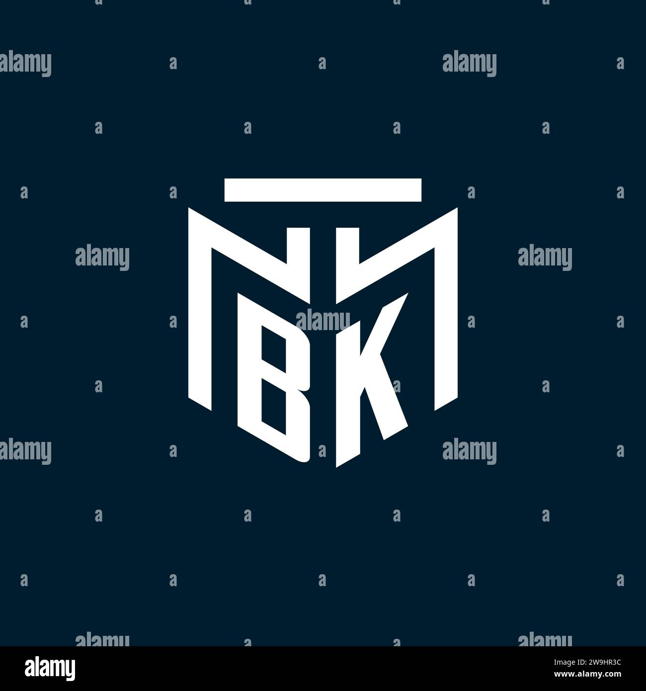 BK monogram initial logo with abstract geometric style design ...