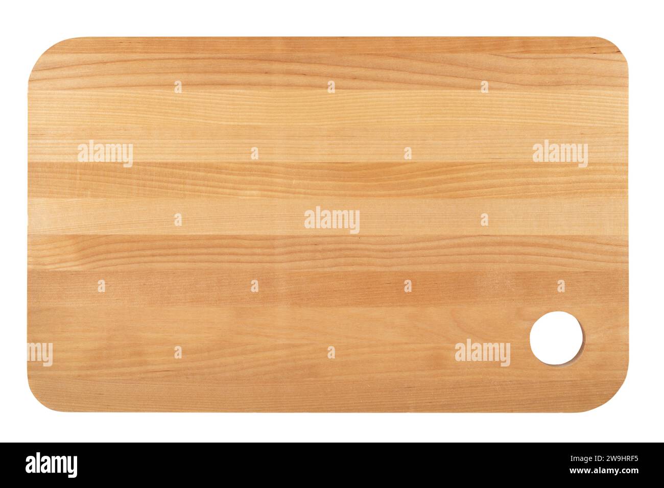 Top view of a wooden cutting board on a white background. Copy space ...