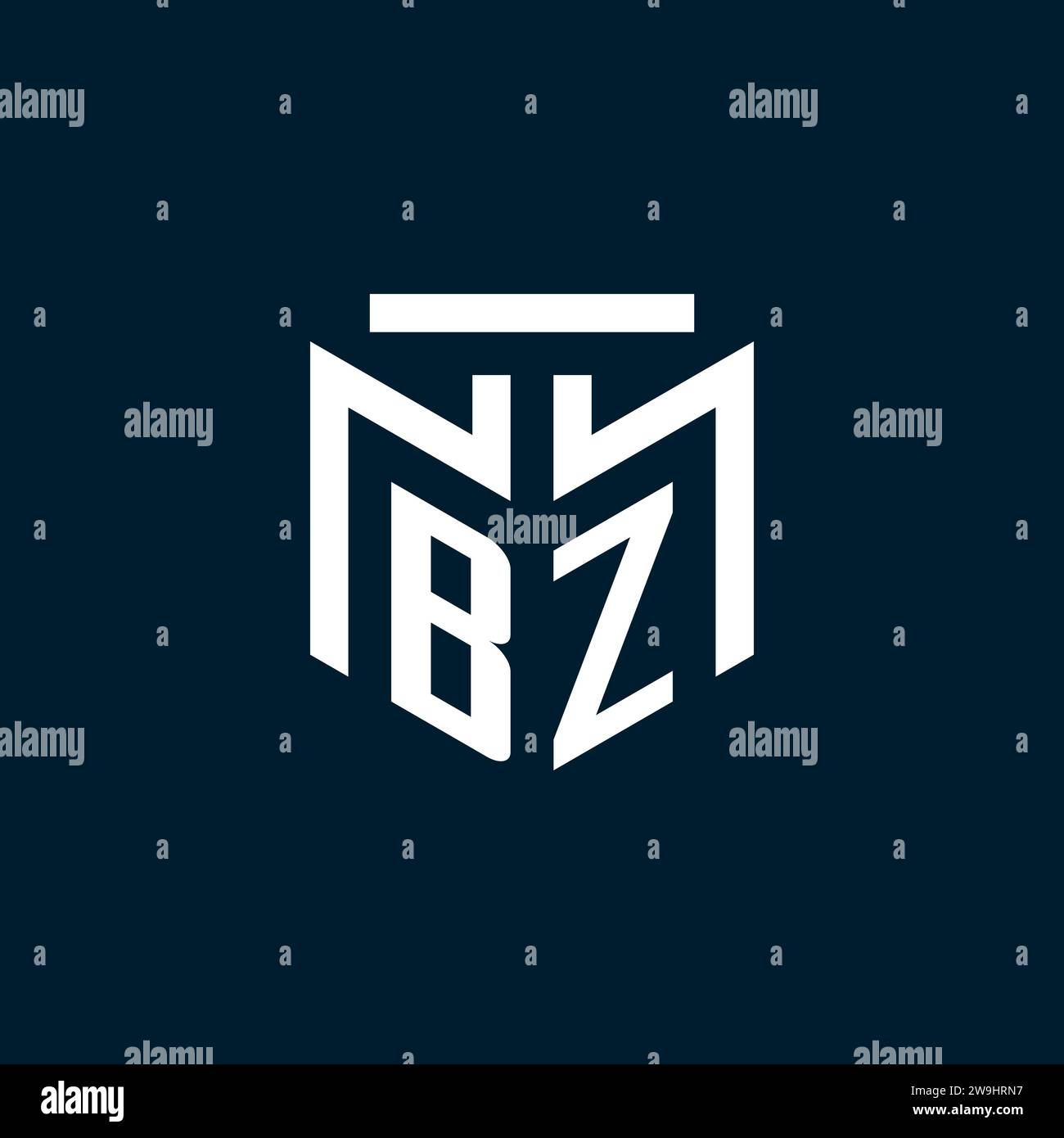 BZ monogram initial logo with abstract geometric style design ...