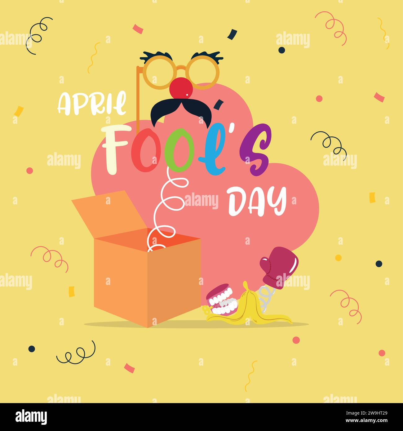 Colored april fool day template with surprise box Vector Stock Vector ...