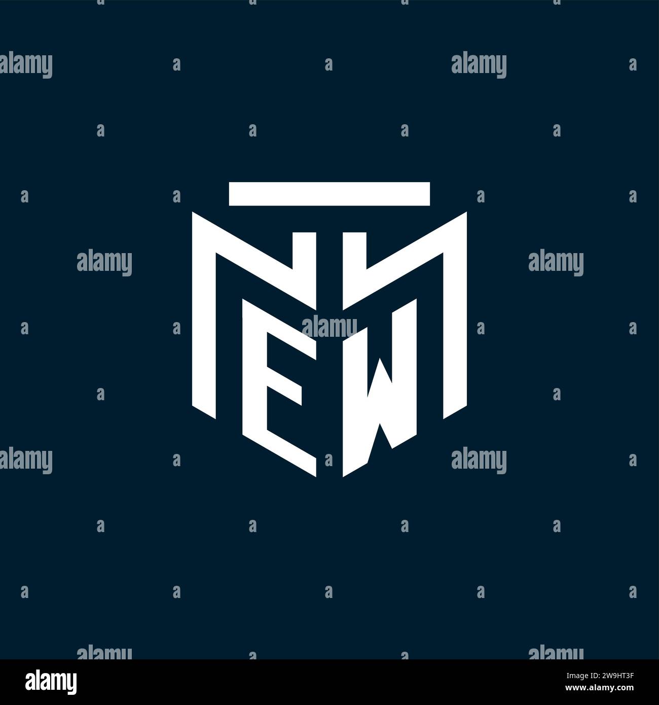 EW monogram initial logo with abstract geometric style design ...